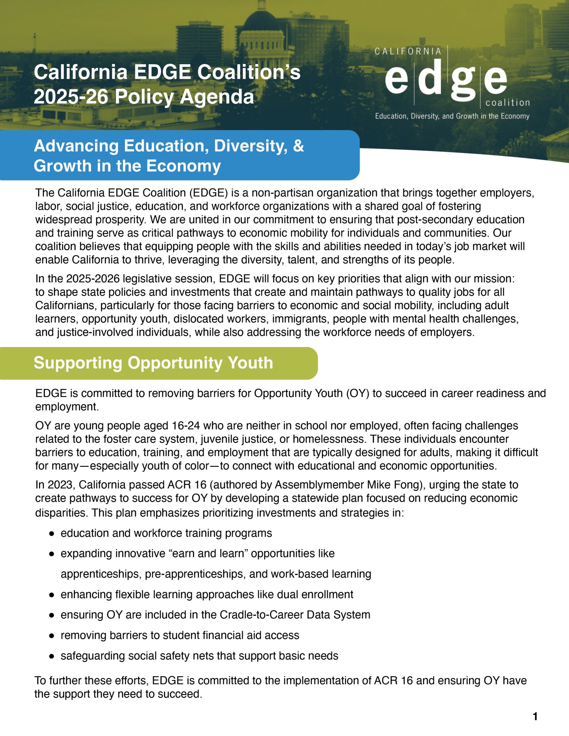 2025-26 Policy Agenda - California EDGE Coalition